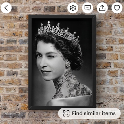 Punk Queen Queen Elizabeth Home Decor Wall Art Print Limited Edition ...