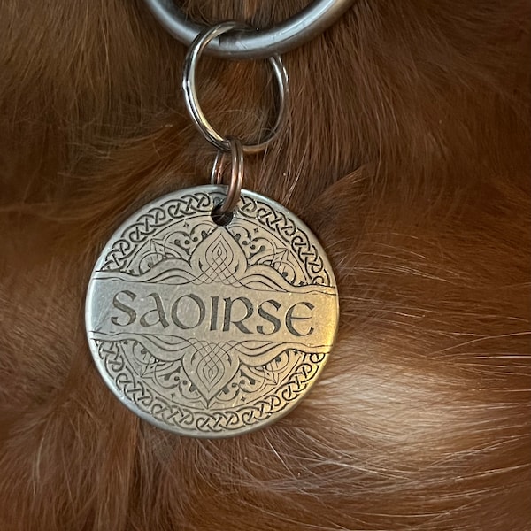 Personalized Pet Tag - Elven Scrollwork With Celtic Border - Custom Dog ...
