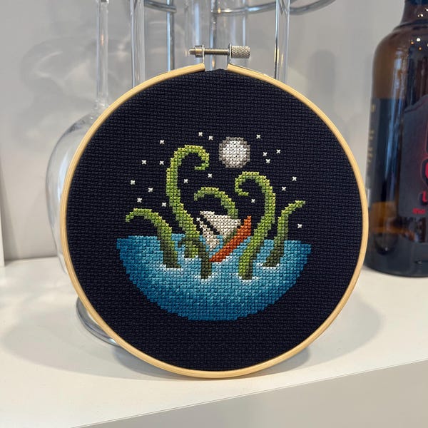 Cross Stitch Pattern - Kraken Moon and Boat - PDF Instant Download - Etsy