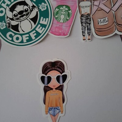 Starbucks Coffee and Messy Bun Girl Stickers. Planner - Etsy