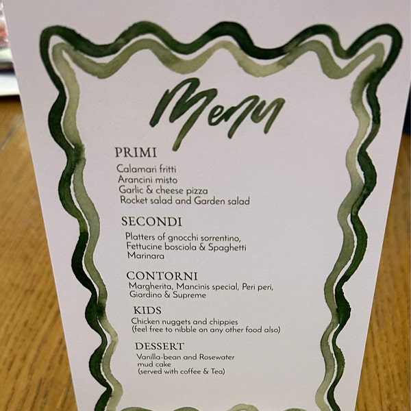 Watercolor Blue Frame Dinner Menu TEMPLATE, Light Blue Watercolor Frame ...