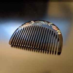 Black Buffalo Horn and Abalone Inlaid, Hair Brush, Hair Accessory ...
