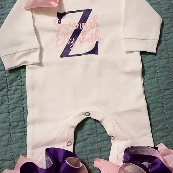 Baby Girl Outfit, Coming Home Outfit, Custom, Handmade, Personalized Newborn, Babyshower Gift ...
