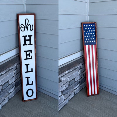 Patriotic Porch Sign Flag Porch Sign Double Sided Sign 4th of July Sign ...