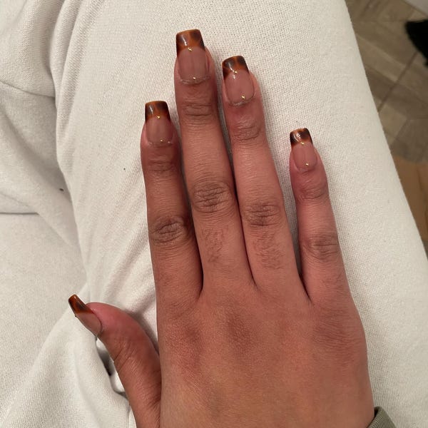 Tortoise Shell French Tip Press on Nails: Handmade Leopard Print - Etsy