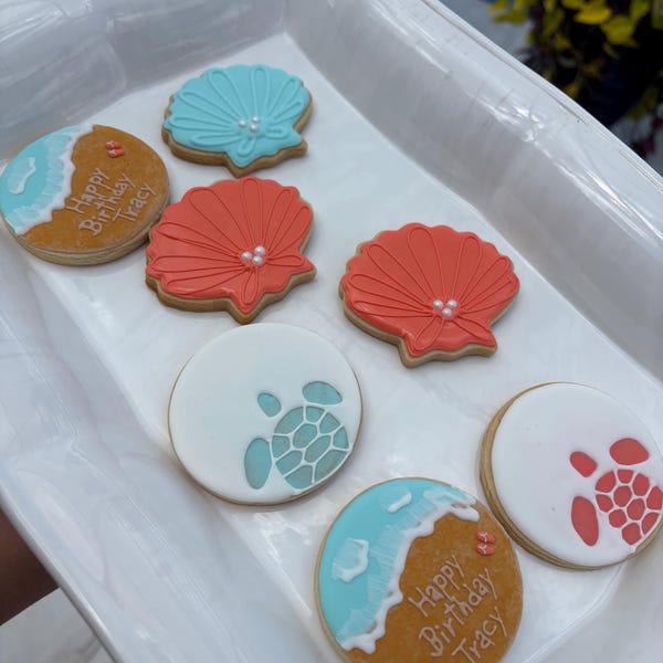 FREE SHIPPING Beach Cookies • Beach Wedding • Summer Cookies • Seashell ...