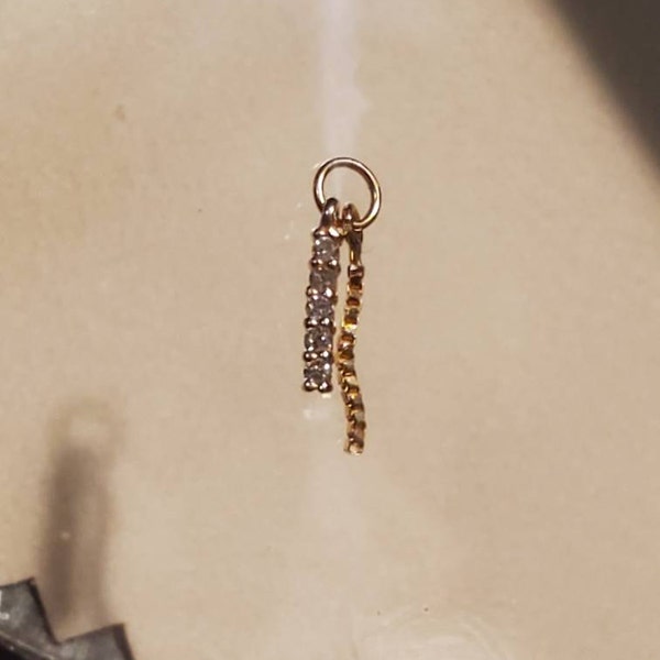 14K Solid Gold Diamond Rook Helix Hoop Earring, Gold Diamond Tragus ...