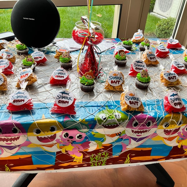 Shark Bait Stickers, Shark Chum Favors,shark Party,shark Stickers,shark ...