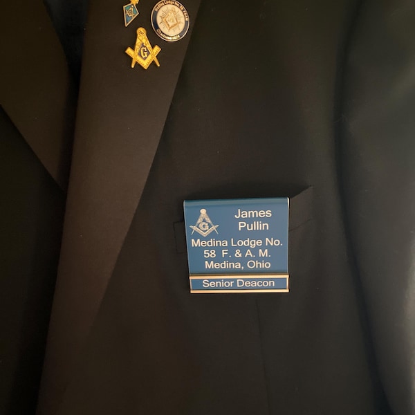 Over Pocket Masonic Officer or Members Name Badge With Interchangeable ...