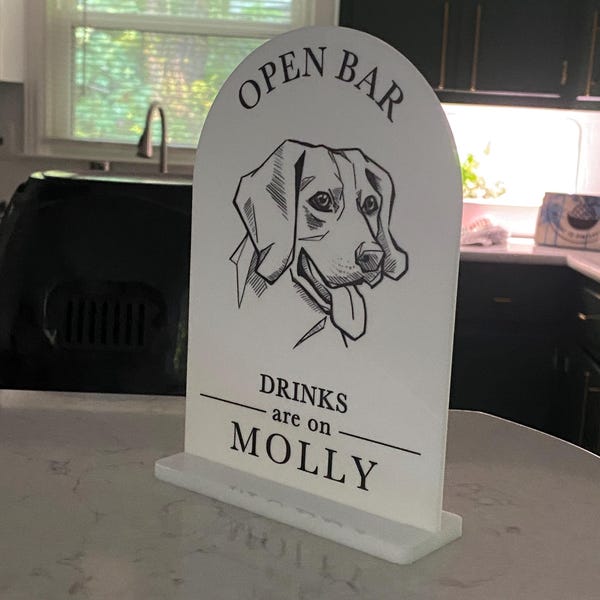 Minimalist Open Bar Sign, Drinks Are on Me, Drinks Are on Us, Dog of ...