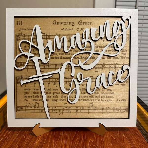 Amazing Grace Stand Decor Laser Cut File SVG, Religious Tiered Decor ...
