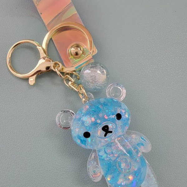 Glitter Bear Keychain – Cute Sparkly Keychain in Galaxy, Candy, Rain ...
