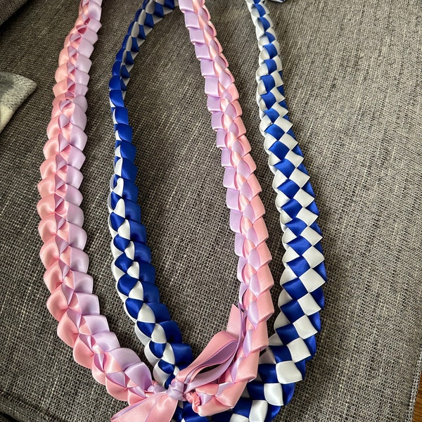 44” Custom Two Ribbon Braided Ribbon Leis - You Choose Colors ...