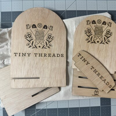 Custom Wooden Tags Laser Cut Engraved Personalized Logo, Timber Sew in ...