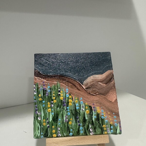 3D Flower Vase | Wood Panel | Floral Texture Art | Original Acrylic ...