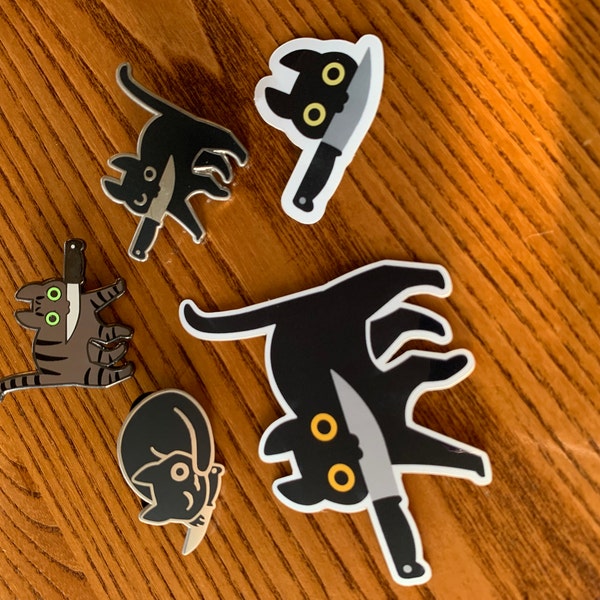 Sleepy Knifecat Enamel Pin - Etsy