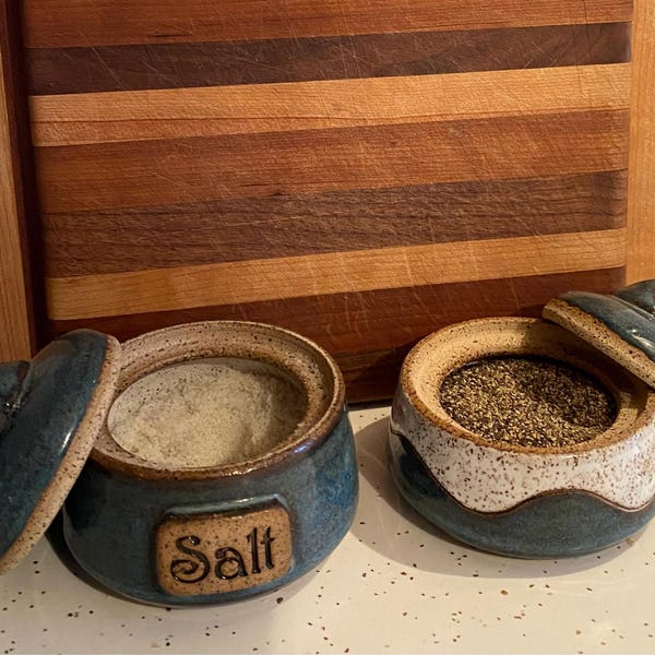 Salt Jar, Ceramic Lidded Spice Container, Season to Taste, Gift for ...