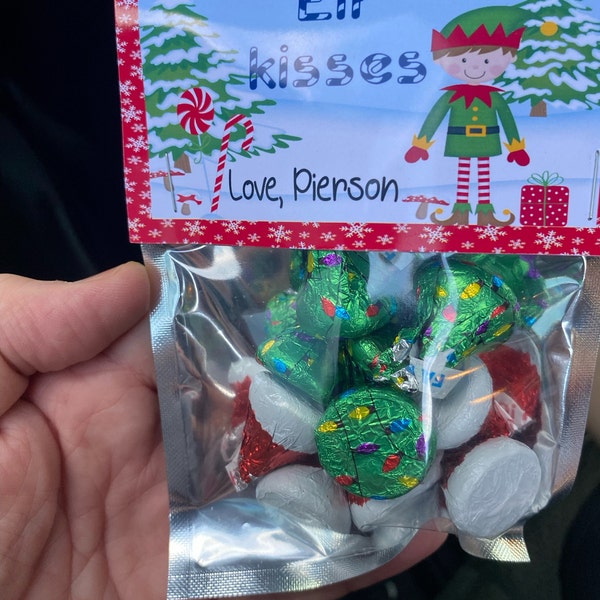 Elf Kisses Chocolate Party Favors Bag, Elves, Christmas Candy ...