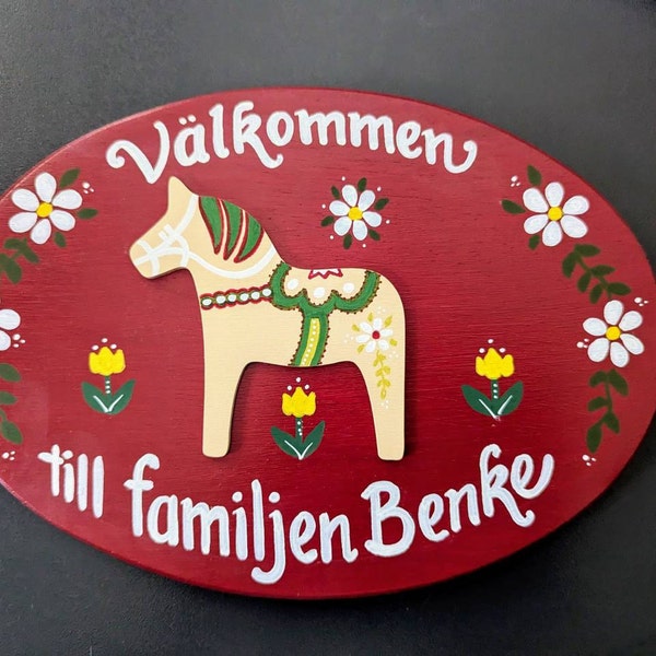Swedish Welcome Sign, Dala Horse, Swedish Sign, Swedish Gifts, Swedish ...