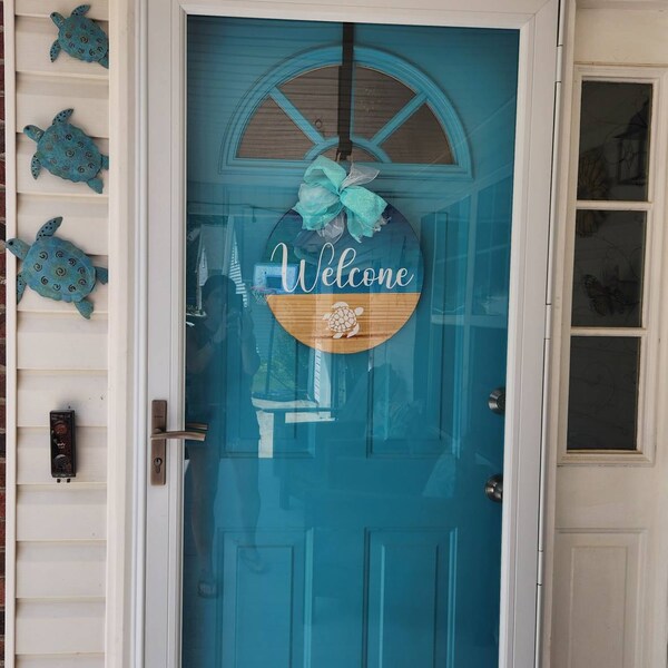 Nautical Welcome Sign. Coastal Beach House Door Decor. Boat House Decor ...