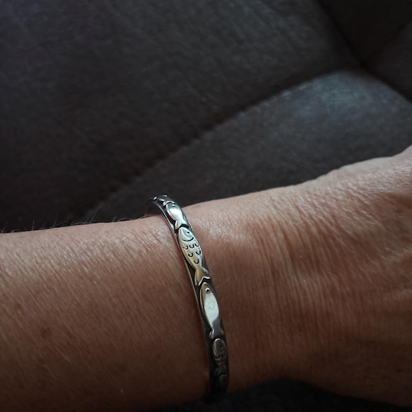 Silver Simple Adjustable Fish Cuff Bangle-fish Lovers Sealife Bracelet ...