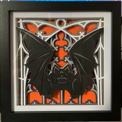 Gothic Bat Shadow Box SVG Template, Ornamental Layered Paper Cut ...