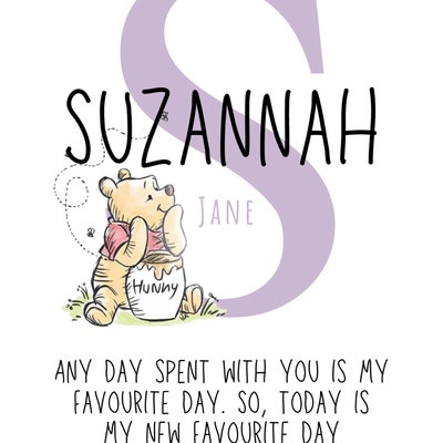 Set of 3 Winnie the Pooh Personalised Name Print Winnie the Pooh ...