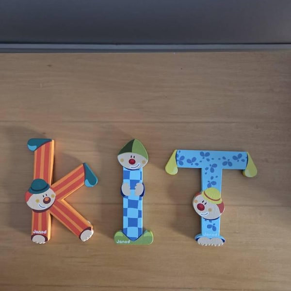 Hand-painted Wooden Clown Alphabet Letters: Nursery Decor - Etsy