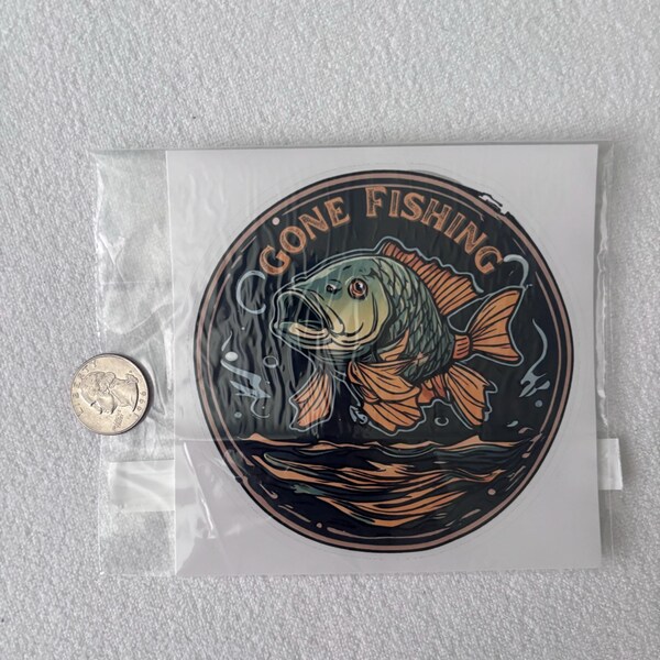 Fishing Sticker, Gift Idea, Gone Fishing Sticker, Outdoors Sticker - Etsy