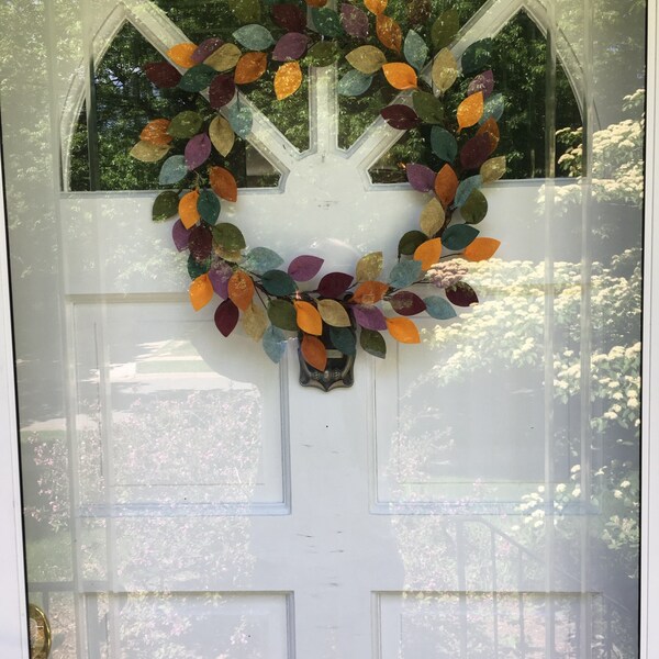 Everyday Front Door Wreath / Autumn Felt Leaf Wreath / as Seen in HGTV ...