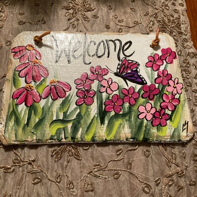Hand Painted Winter Slate, Winter Welcome Sign, Winter Door Hanger ...