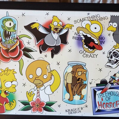 Japanese Simpsons Tattoo Traditional Simpsons Tattoo Flash Sheet Tattoo ...