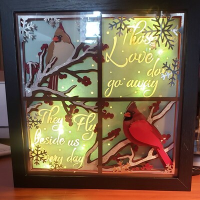 Cardinals Outside Window Shadow Box SVG / Memorial Shadow Box/ Cardinal ...