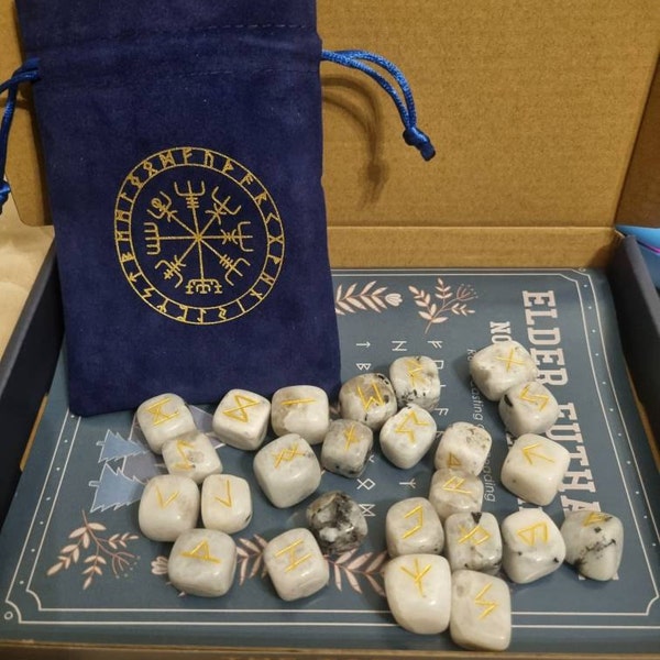 Rune Stones Gift Set Includes 21 Page Guide Book and Free Bag ...