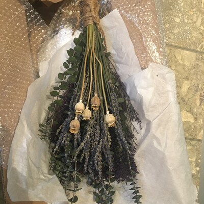 German Statice Wreath Blue Globe Thistle Wreath Dusty Miller - Etsy