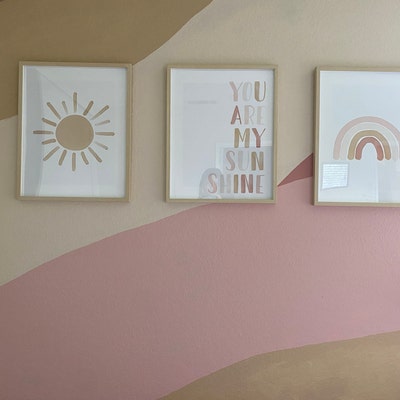 Neutral Rainbow Wall Art Set of 3 Prints, You Are My Sunshine ...