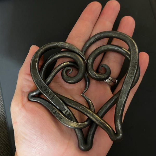 Forged Iron Heart Wall Artwork - Personalized Metal Sculpture - Wedding ...