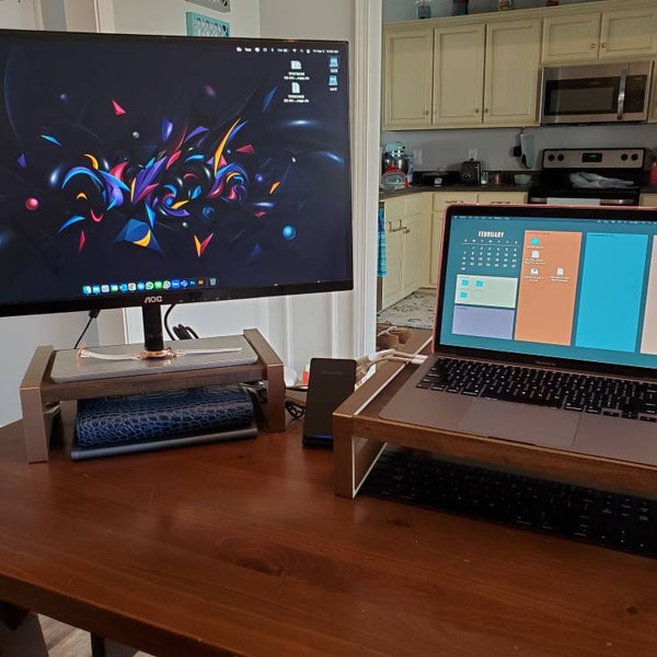 Minimalistic Wooden Monitor Stand, Computer Stand, Monitor Stand, Desk ...