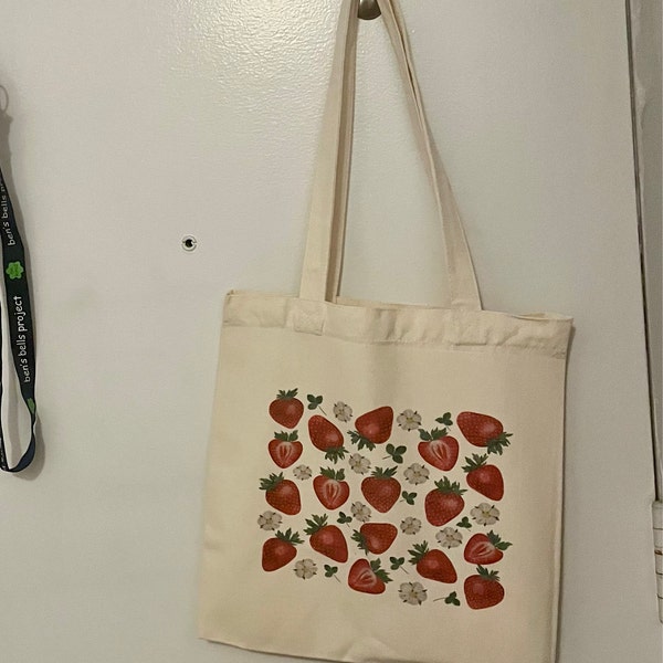 Strawberry Tote Bag Strawberry Lover Gift Spring Tote Shopper Summer ...