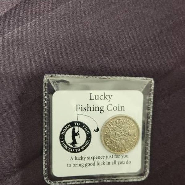 Gift for Men Fishing - Lucky Sixpence Coin - Fisherman Gift Birthday ...