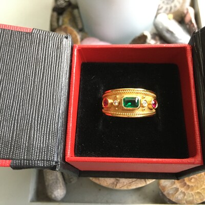 Emerald Ring, Medieval Ring, Emerald Gold Ring, Byzantine Gold Ring ...