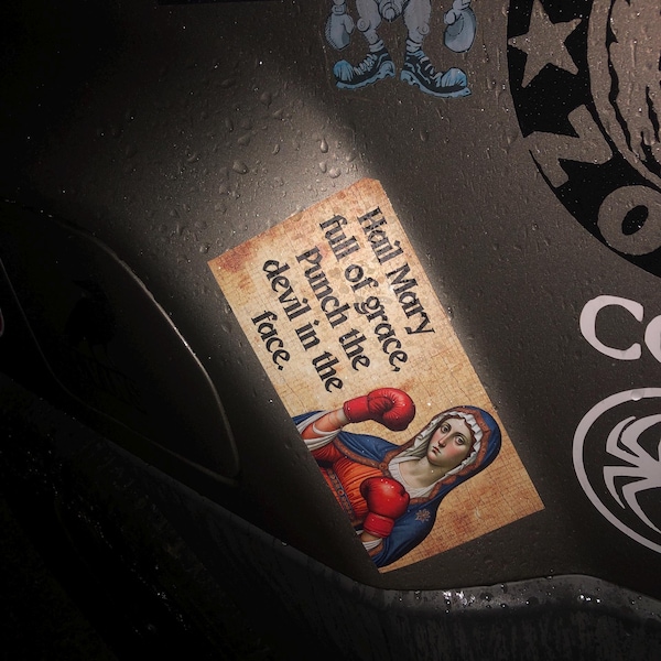 Hail Mary Punch the Devil Bumper Sticker Catholic Car Decal Truck ...