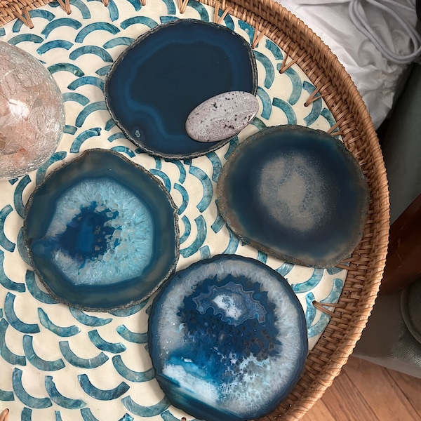 TEAL Agate Coasters. Gem Coasters. Stone Coasters. Drinkware Coaster ...