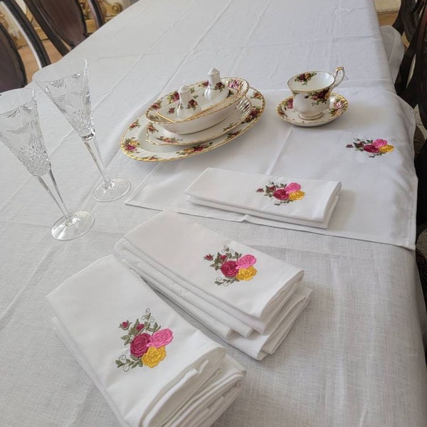 NEW Desert Rose Embroidered Napkins Complement Franciscan Collection ...