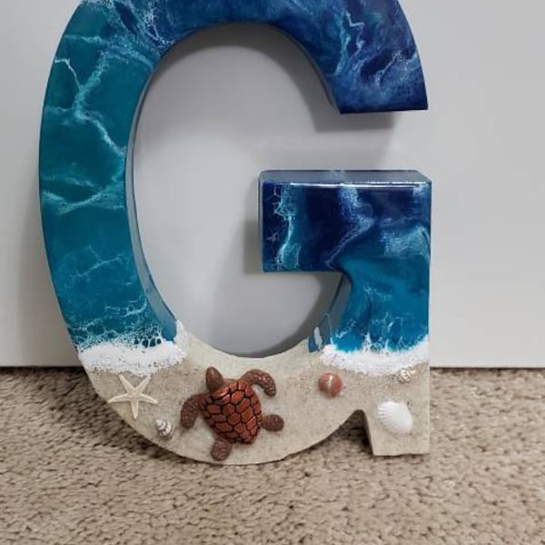 Personalized Beach Resin Letter: Coastal Home Decor, Ocean Art | Pick ...