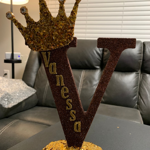 Sparkly Crown Letter Centerpiece: Custom Table Number Decoration - Etsy