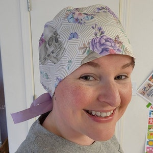 Anatomy Scrub Cap for Women, Uterus Surgical Caps, Ponytail Scrub Hat ...