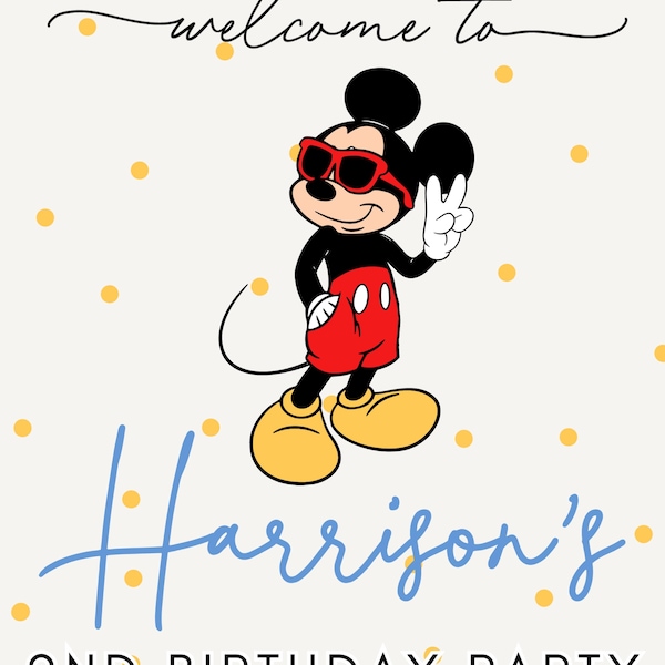 Mickey Mouse Welcome Sign | Mickey Mouse Birthday Party Decor | Mickey ...