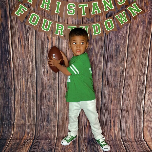 Football First Down Birthday Banner, Kids First Birthday, Football ...