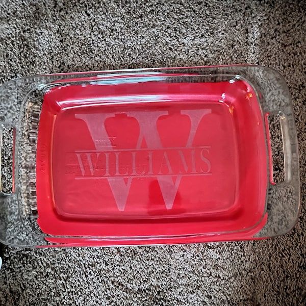 Personalized Etched Pyrex Baking Casserole Dish - Wedding Bridal Shower ...